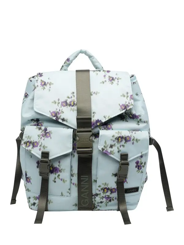 GANNI Re-tech Printed Backpack - Blue