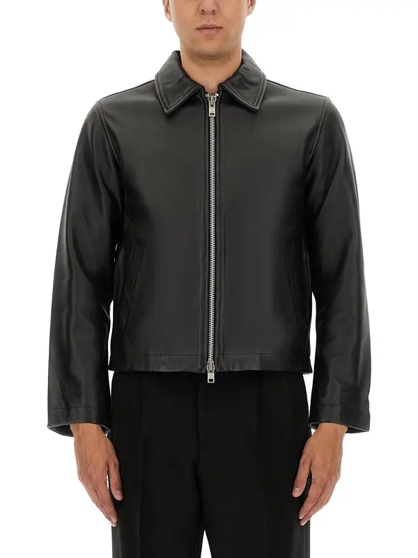 SUNFLOWER Giacca Corta Leather Jacket - Black