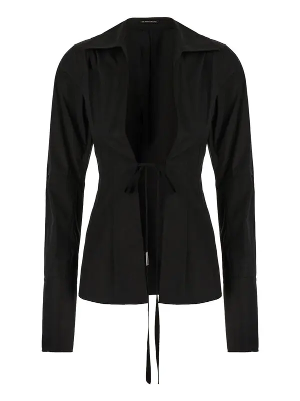 ANN DEMEULEMEESTER Black Tie Detailed Shirt - Multicolor