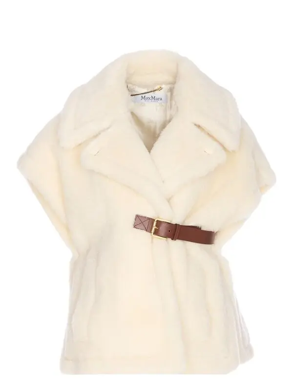 Max Mara Teddy Effect Vest With Belt - White
