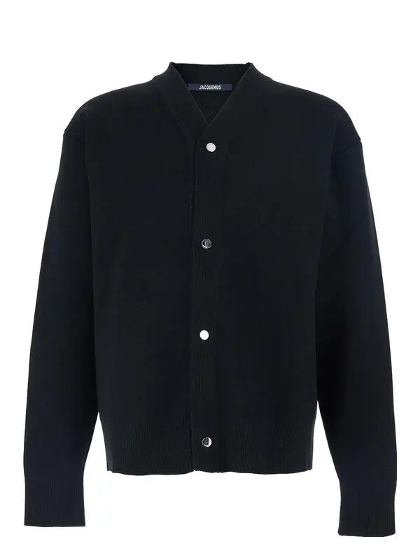 Jacquemus Wool V-neck Cardigan With J Logo - Multicolor