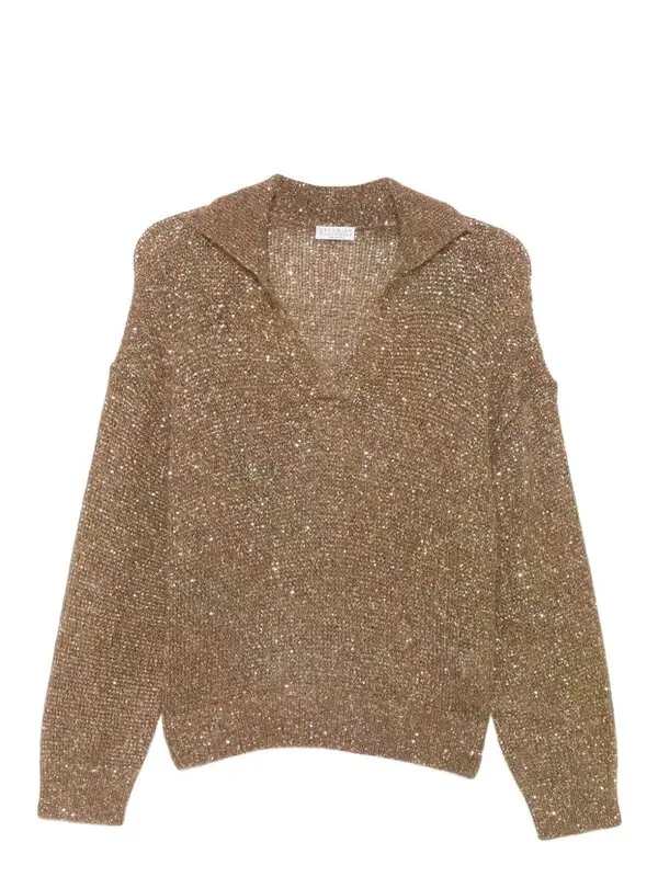 Brunello Cucinelli Sequin-embellished Knit Sweater - Brown
