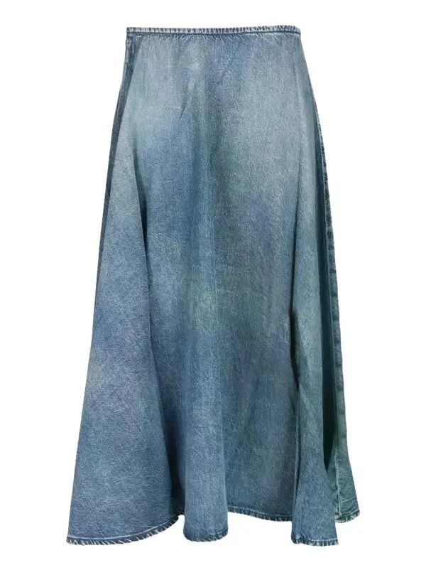DIESEL® Logo Detail Denim Midi Skirt - Blue