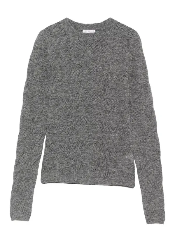 Brunello Cucinelli Open-knit Long-sleeve Sweater - Grey