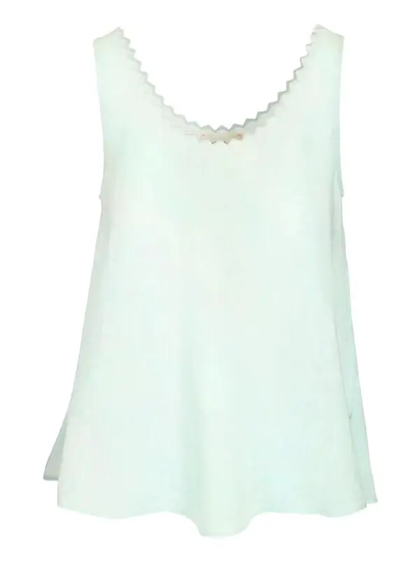 FORTE_FORTE Scalloped Edge Embroidered Top - Blue