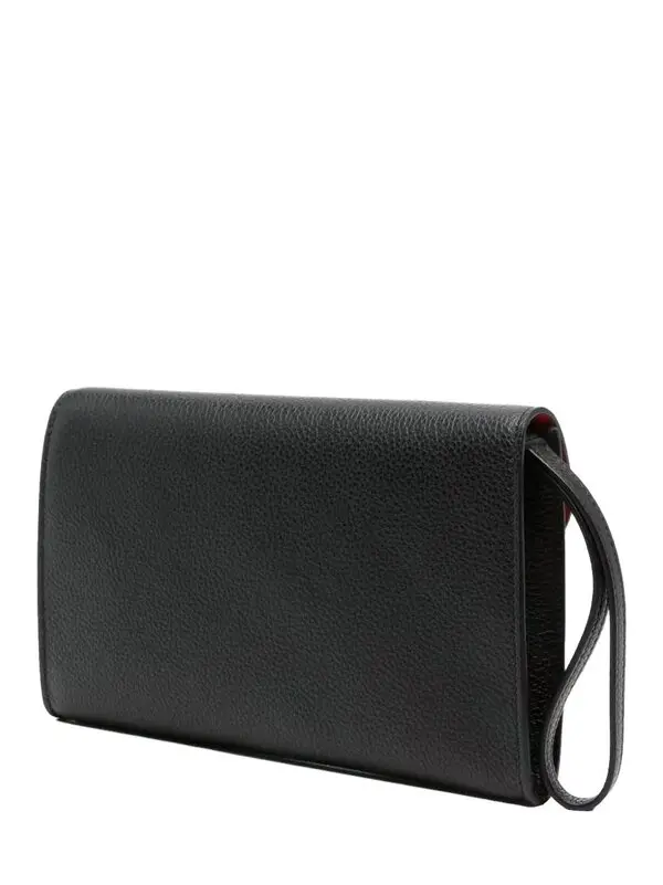 FERRAGAMO Double Gancini Leather Clutch Bag - Black