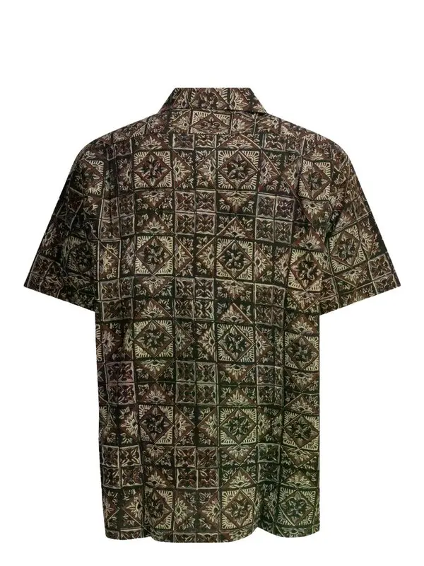 BEAMS Geometric-print Short-sleeve Shirt - Black