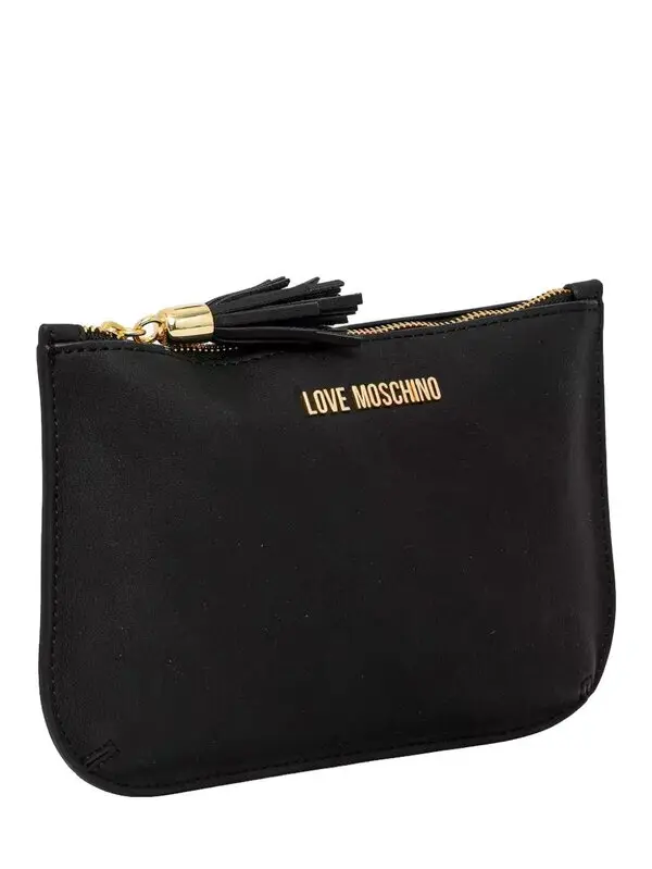 Moschino Grained Leather Clutch - Black