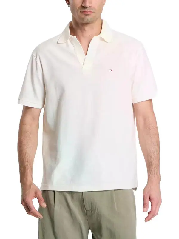 Tommy Hilfiger Crepe Logo-embroidered Polo Shirt - Neutrals