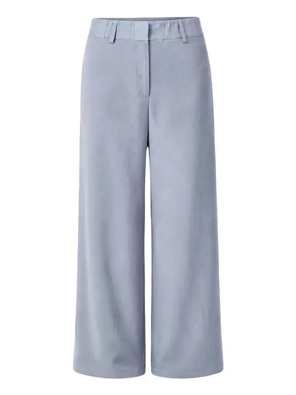 ALYSI Light Suede-like Belt Loops Wide-leg Trousers - Blue