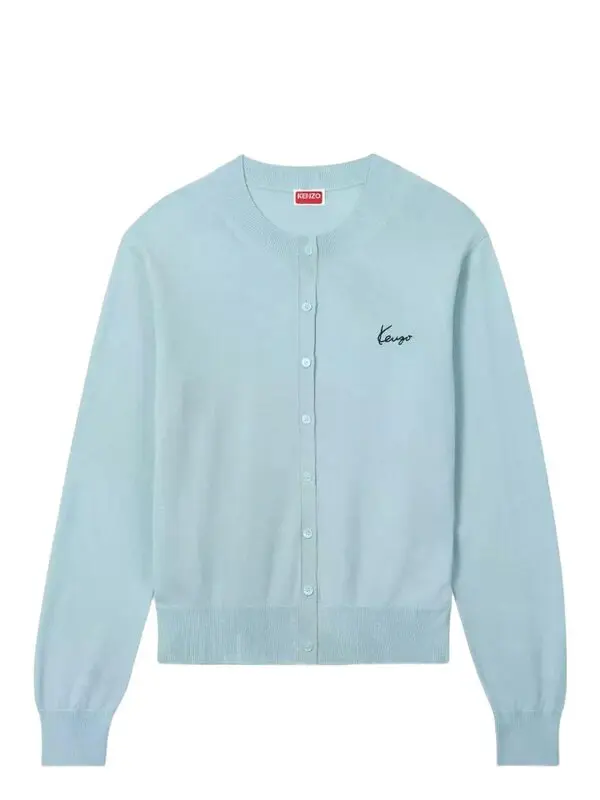 Kenzo Logo-embroidered Button-up Cardigan - Blue