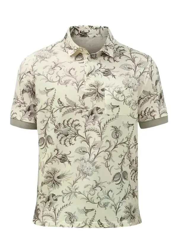 Etro Floral-print Polo Shirt - Neutrals