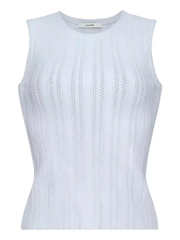 Adam Lippes Brynn Pointelle Knit Top - Blue