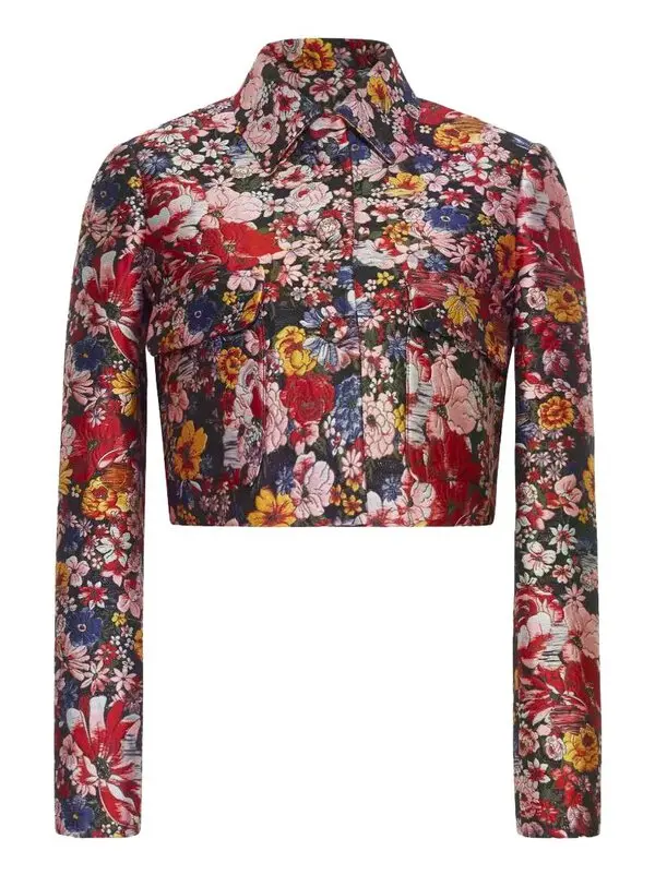Adam Lippes Cecil Floral-jacquard Cropped Jacket - Black