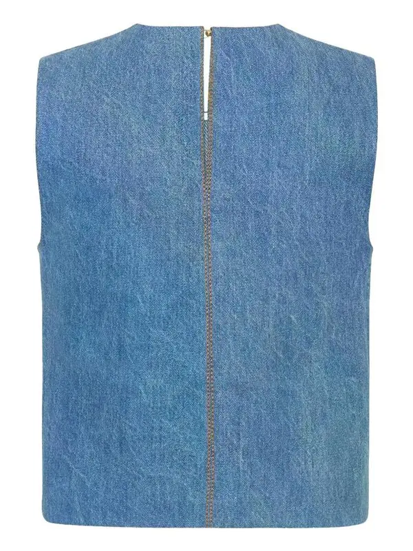 Adam Lippes Cotton Stone Wash Sleeveless Top - Blue
