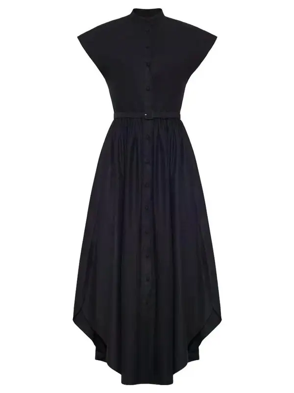 Adam Lippes Genevieve Belted Flared Dress - Black