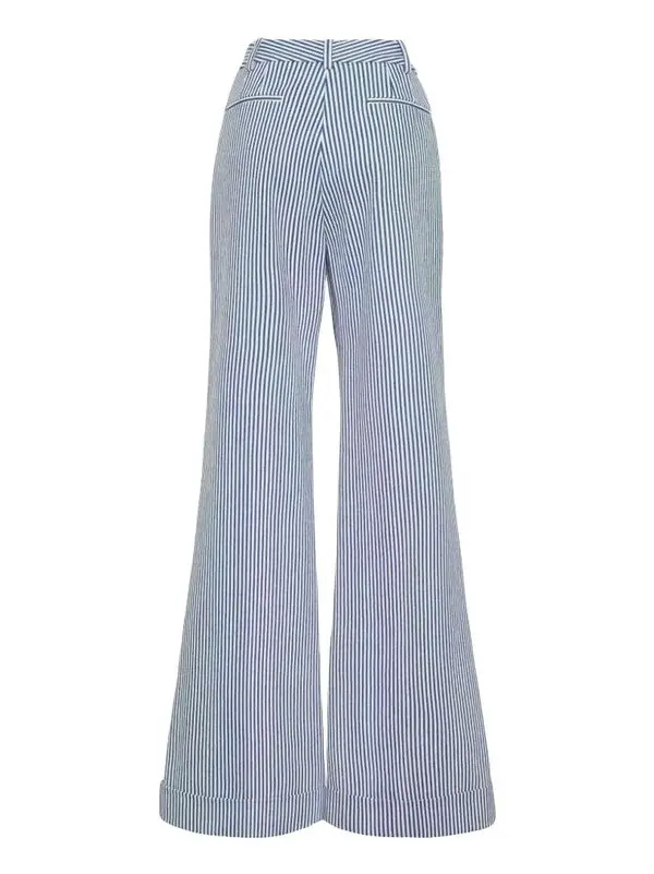 Adam Lippes Deeda Striped Cotton Trousers - Blue