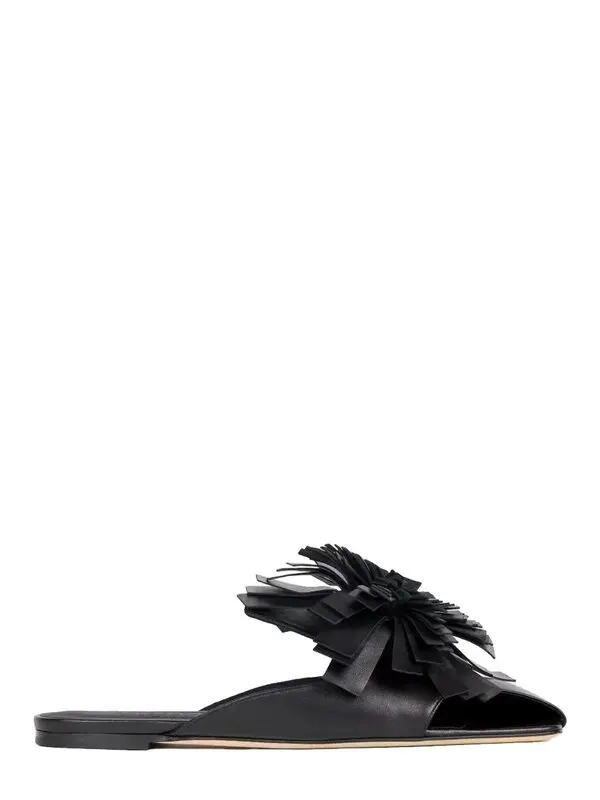 A.W.A.K.E. Mode Leather Pom-pom Mules - Black