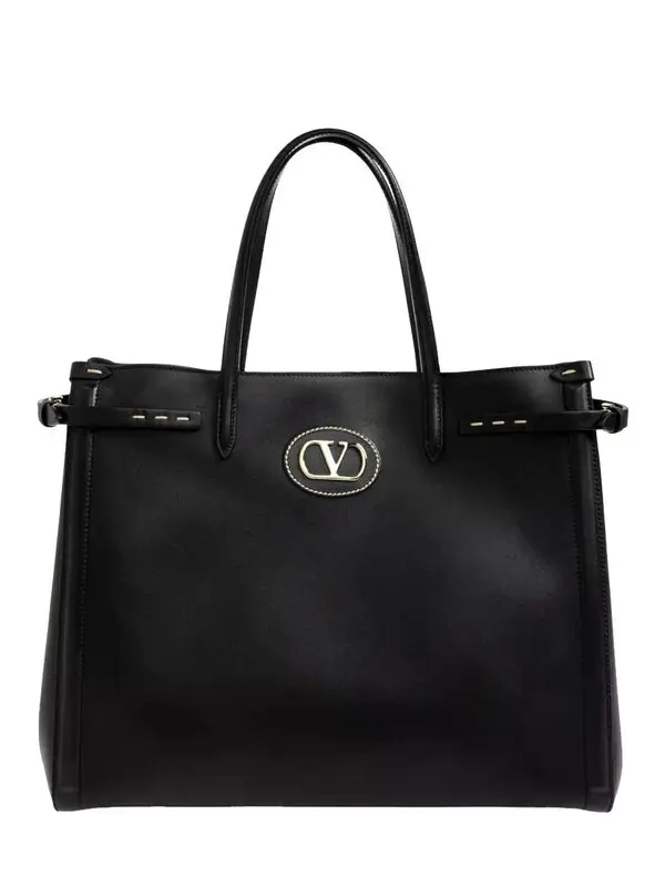Valentino Garavani Vlogo Leather Tote Bag - Black