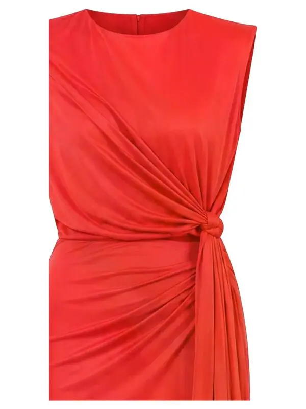 Elisabetta Franchi Draped Gown With Knot Detail - Red