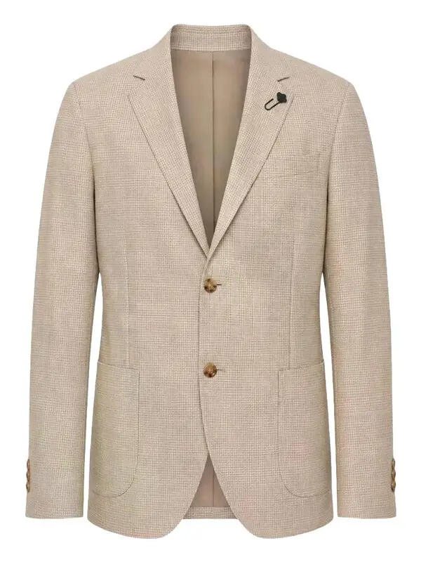 LARDINI Single-breasted Houndstooth Blazer - Neutrals