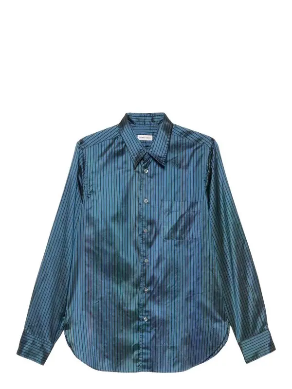 ROMEO GIGLI 1990s Striped Silk Shirt - Blue