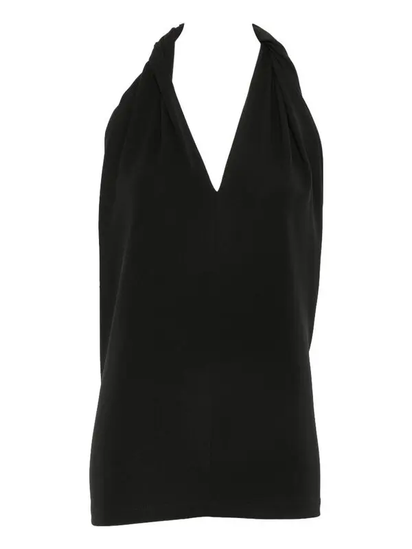 TOTEME Sleeveless Halterneck Top In Silk And Nylon - Black
