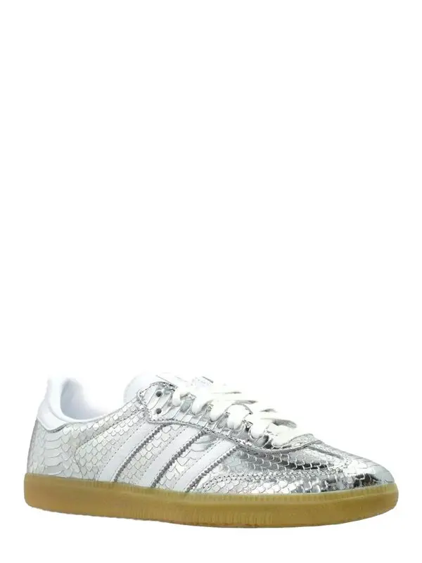 Adidas Samba Og Snakeskin-effect Leather Sneakers - Silver