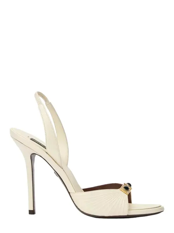Roberto Cavalli Jewel Embellished Pleated Sandals - Neutrals