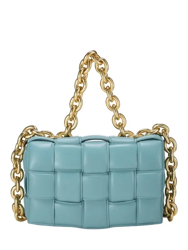 Bottega Veneta Maxi Intrecciato Padded Chain Cassette Shoulder Bag - Blue