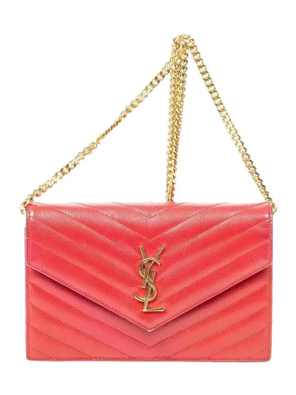 Saint Laurent Envelope Chain Shoulder Bag - Red