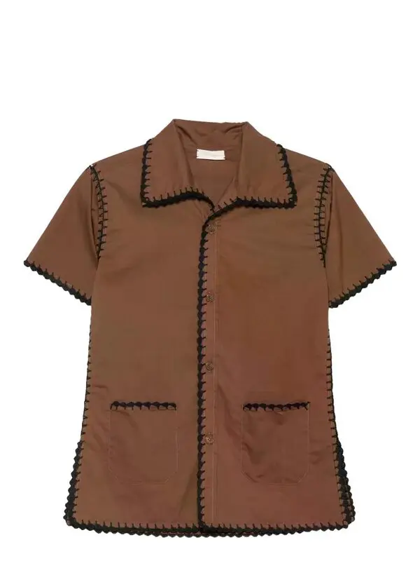 TERRY PUESTO Crochet Trim Shirt - Brown