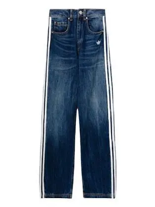 Adidas Vintage Dad Jeans With Signature Stripes - Indigo Denim