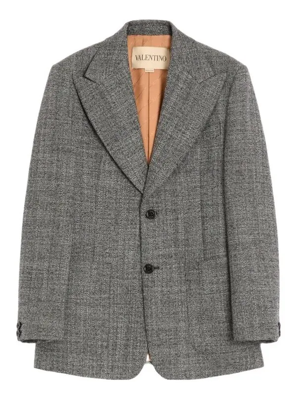 Valentino Garavani Single-breasted Mouliné Wool Jacket - Gray
