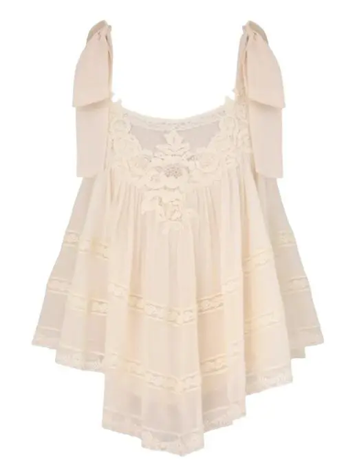 Zimmermann Awaken Cami Lace-trim Top - Cream