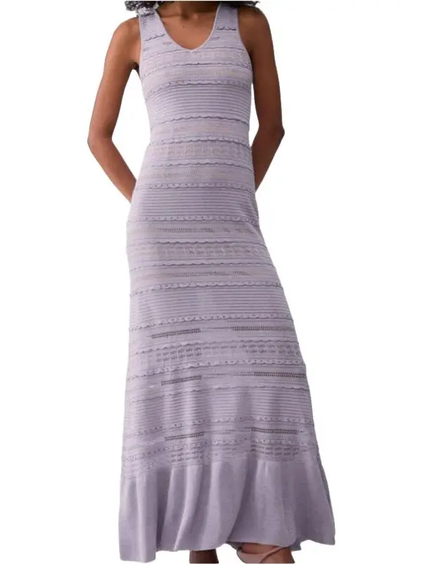 Liu Jo V-neck Maxi Dress With Ruffled Hem - Gray