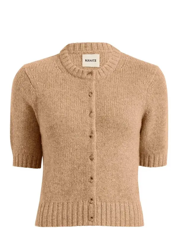 Khaite Nora Short-sleeved Cashmere Cardigan - Biscotti