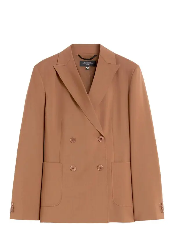 Max Mara Double-breasted Wool Suit Jacket - Leather Color