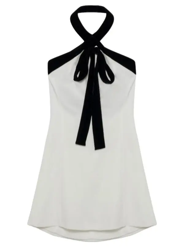 Simkhai Jolie Velvet-tie Halterneck Mini Dress - Ivory/multicolor