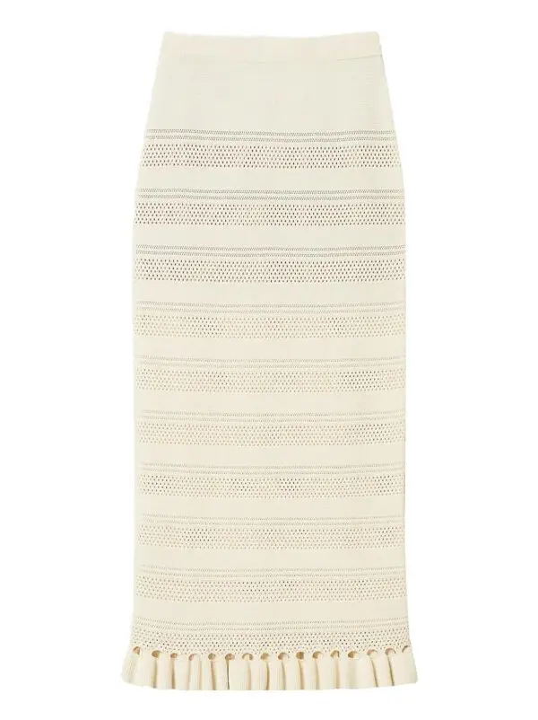 TWINSET Knitted Ruffle Midi Skirt - White