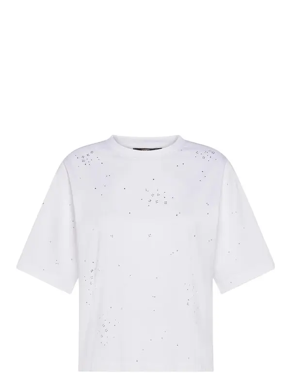 Seventy Rhinestone Appliqué Cotton T-shirt - White