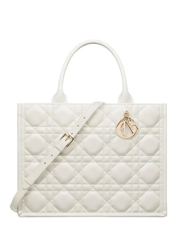 Dior Medium Book Tote With Adjustable Shoulder Strap - White
