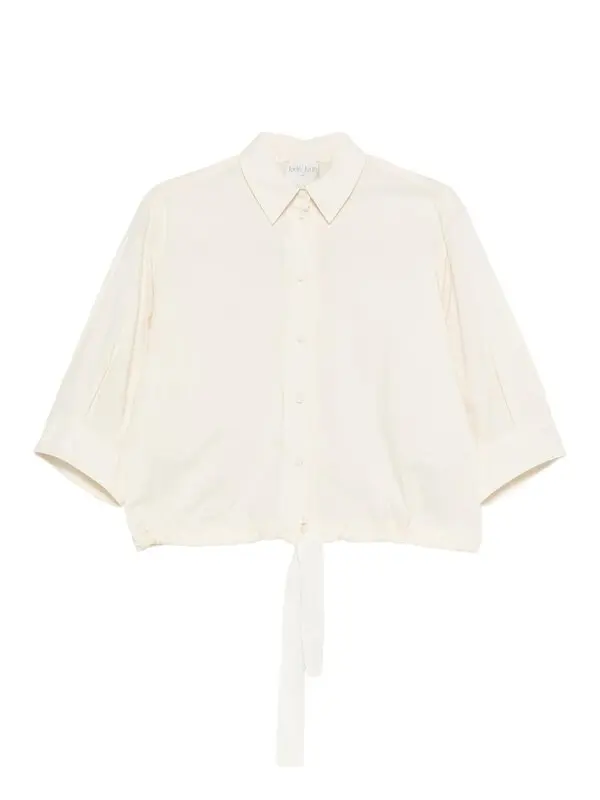 FORTE_FORTE Turn-down Collar Shirt With Curved Hem - White