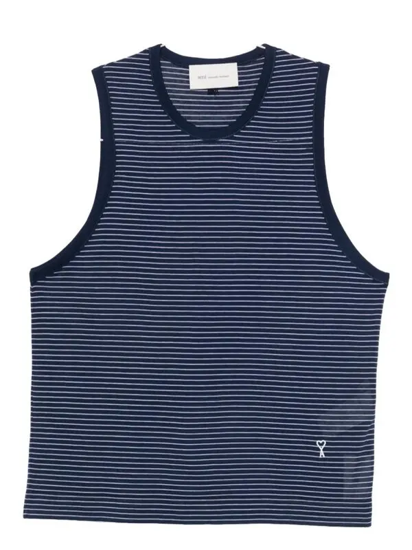 AMI Paris Striped Tank Top - Black