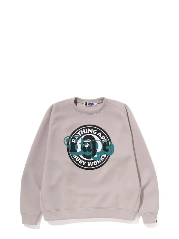 A BATHING APE Double Knit Sta Relaxed Fit Crewneck Sweatshirt - Beige