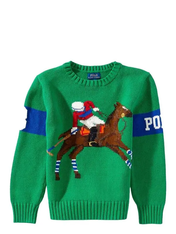 Polo Ralph Lauren Long-sleeve Wool-blend Equestrian Sweater - Cruise Green Multi