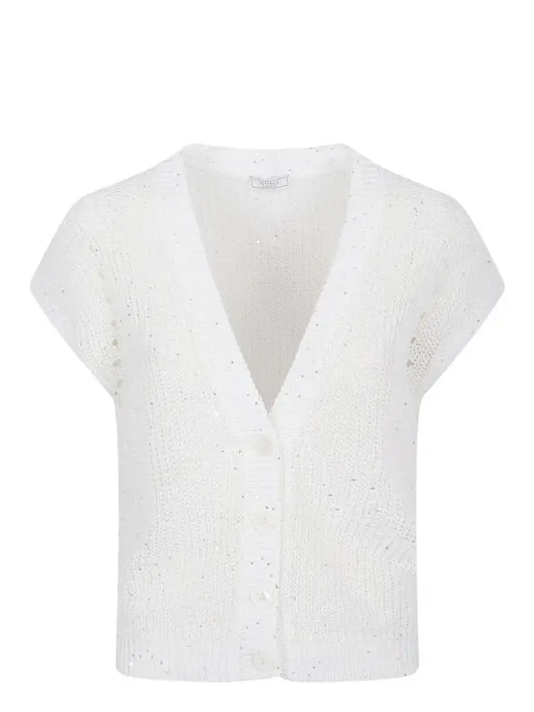 Peserico Sequined Short-sleeve Cardigan - White