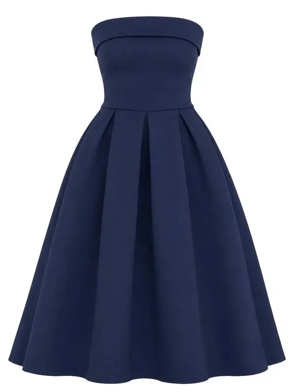 GIRL IN MIND Danni Strapless Bandeau Midi Dress - Blue