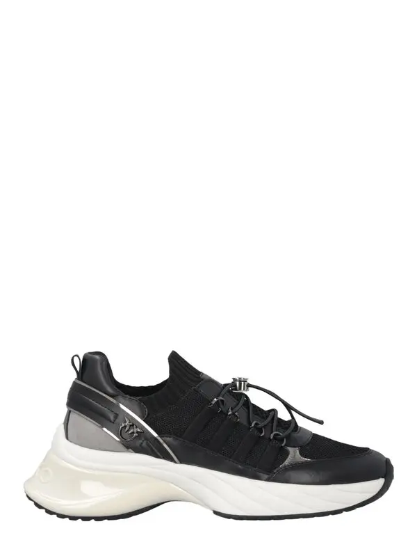 Pinko Ariel Lace-up Panelled Sneakers - Black