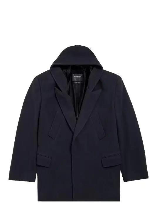 Balenciaga Hooded Short Coat - Deep Navy Blue